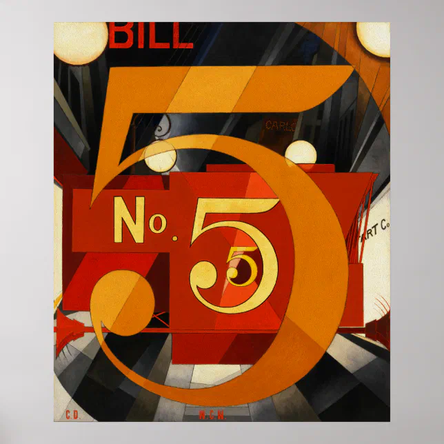 No. 5 Painting - The Figure 5 in Gold by Demuth Poster | Zazzle