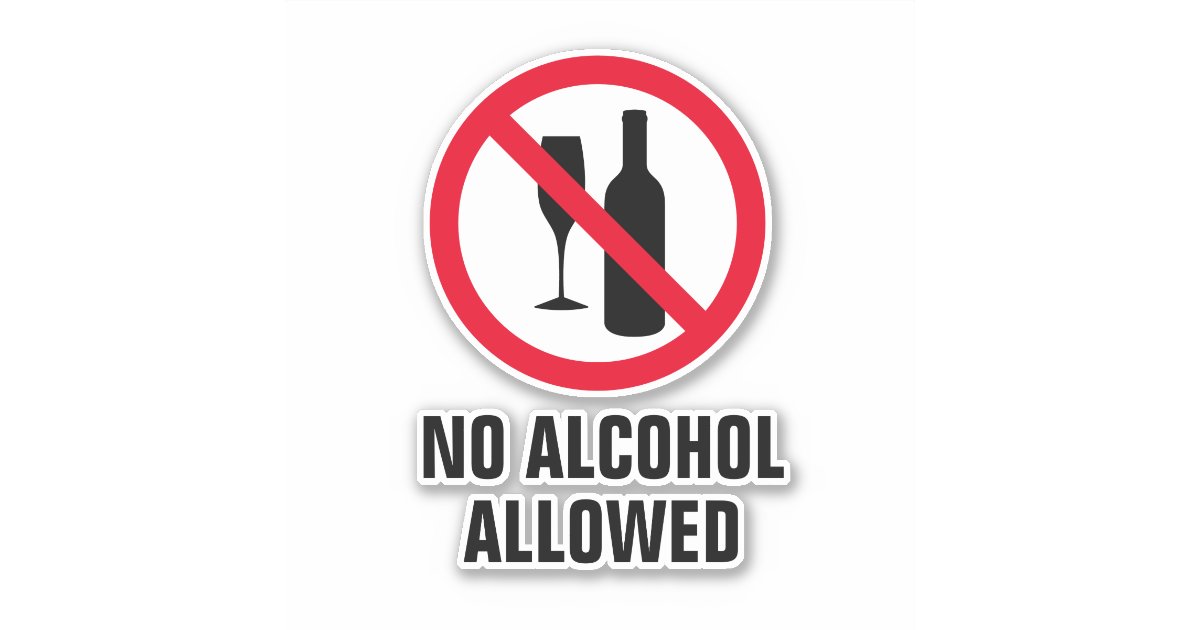 No alcohol allowed wine glass & bottle silhouette sticker | Zazzle