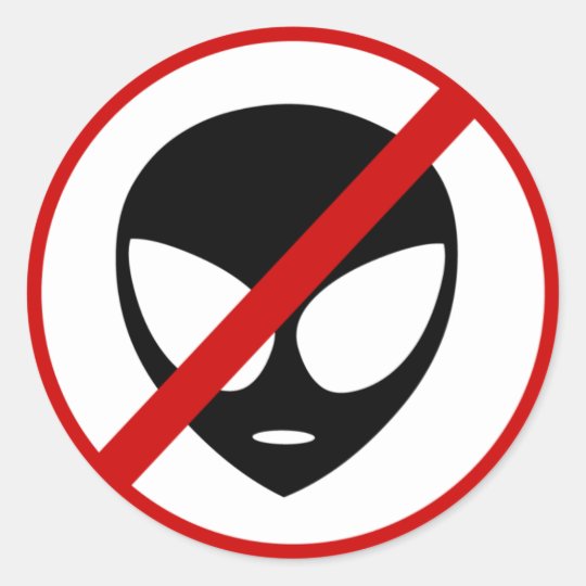 no-aliens classic round sticker | Zazzle.com