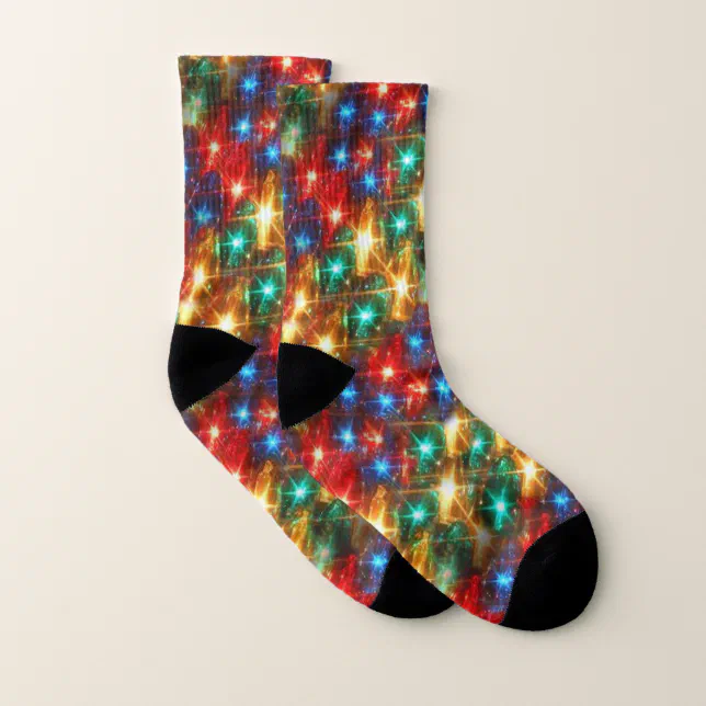 No Batteries Required Christmas Lights Socks | Zazzle