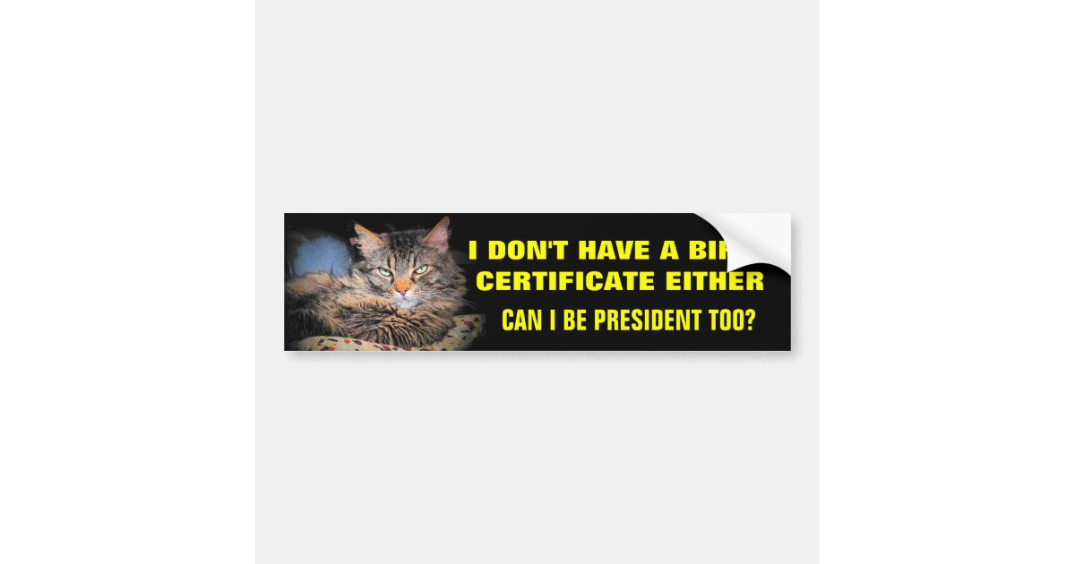No Birth Certificate? Elect Me! Bumper Sticker | Zazzle