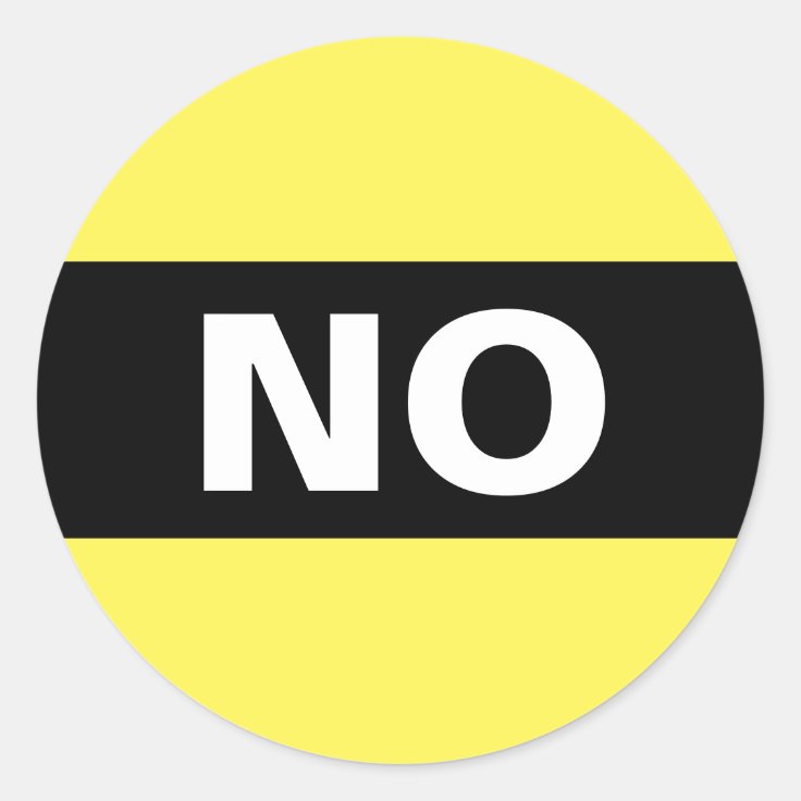 No Bold Simple Clear Black and White Classic Round Sticker | Zazzle