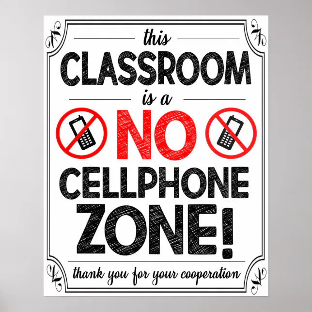 No Cellphones Allowed Classroom Poster | Zazzle
