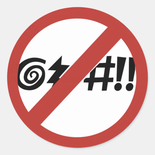 No Cursing Allowed, Sign, Virginia, US Classic Round Sticker | Zazzle