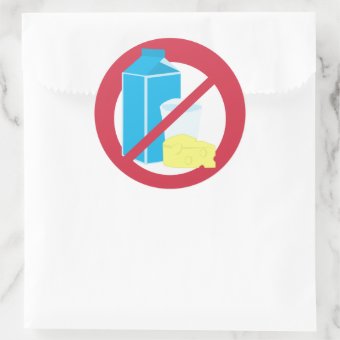 No Dairy Symbol Dairy Free Allergy Warning Classic Round Sticker | Zazzle