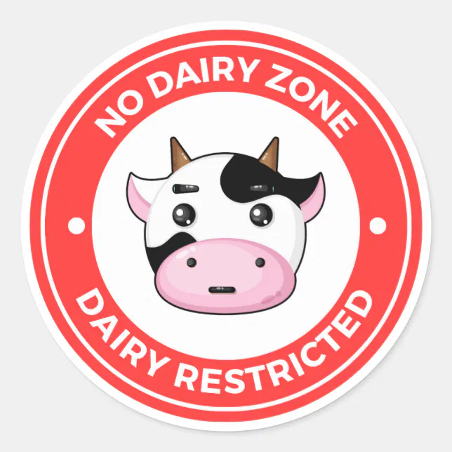 No Dairy Zone Classic Round Sticker | Zazzle