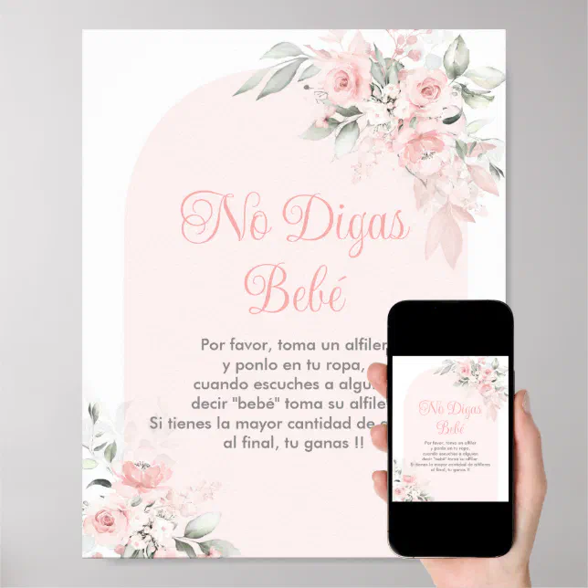 No Digas bebe Spanish Baby Shower Girl Poster | Zazzle