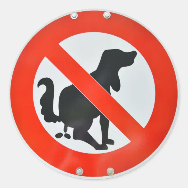 No Dog Poop Poo Sign Classic Round Sticker | Zazzle