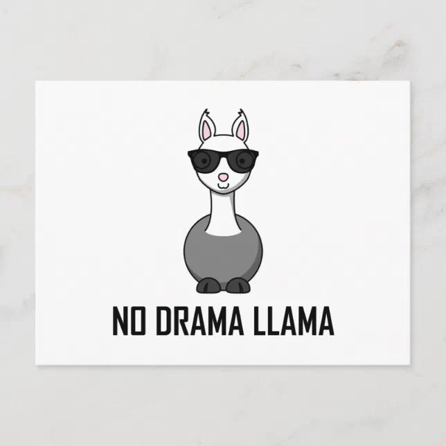 No Drama Llama Sunglasses Postcard | Zazzle