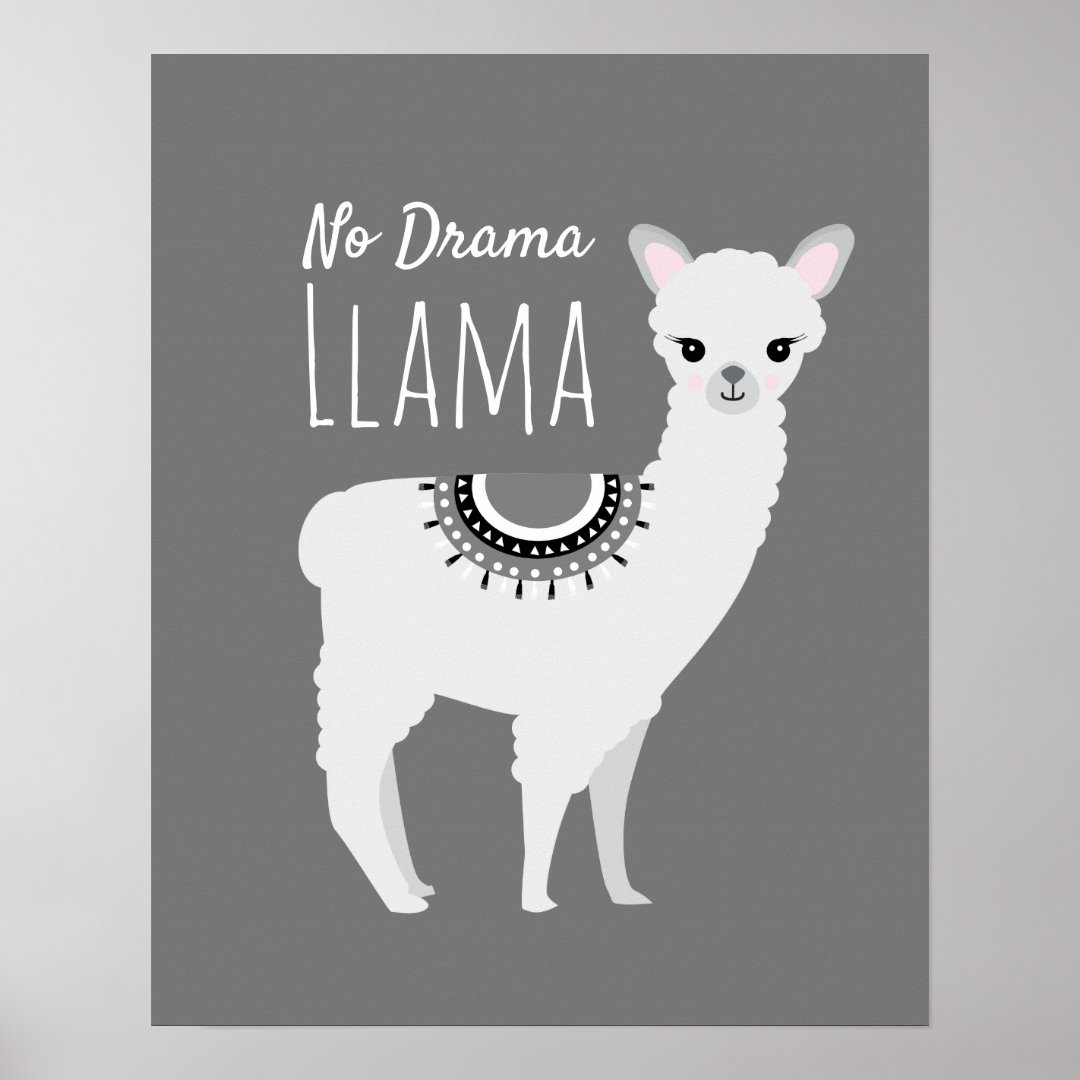 No Drama Llama Wall Art Illustration | Zazzle