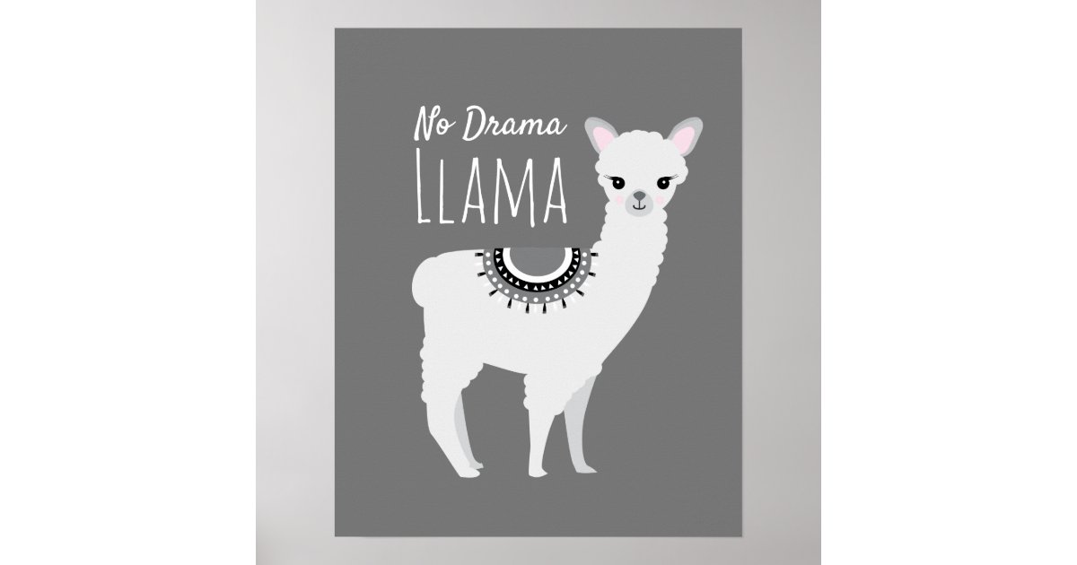 No Drama Llama Wall Art Illustration | Zazzle