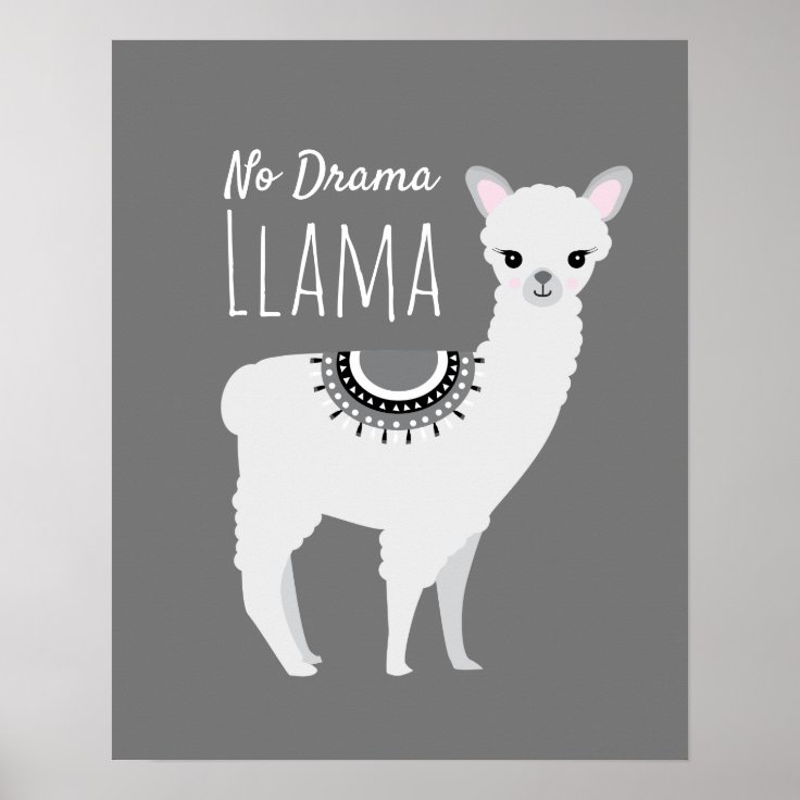 No Drama Llama Wall Art Illustration | Zazzle