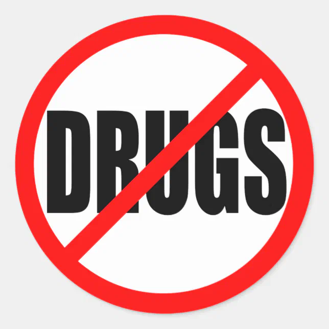 "NO DRUGS" CLASSIC ROUND STICKER | Zazzle