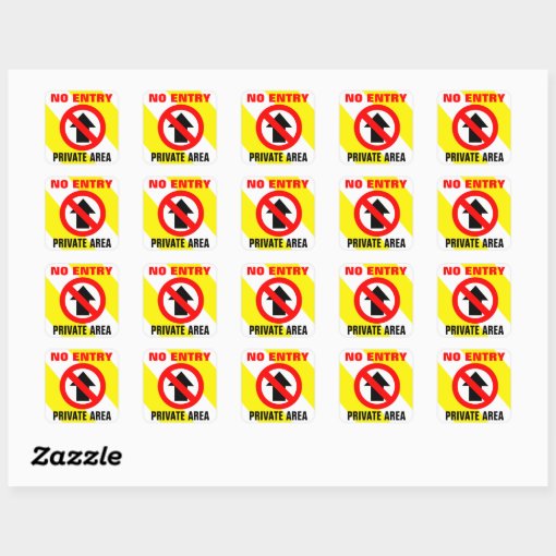 No Entry Private Area Sign Square Sticker | Zazzle