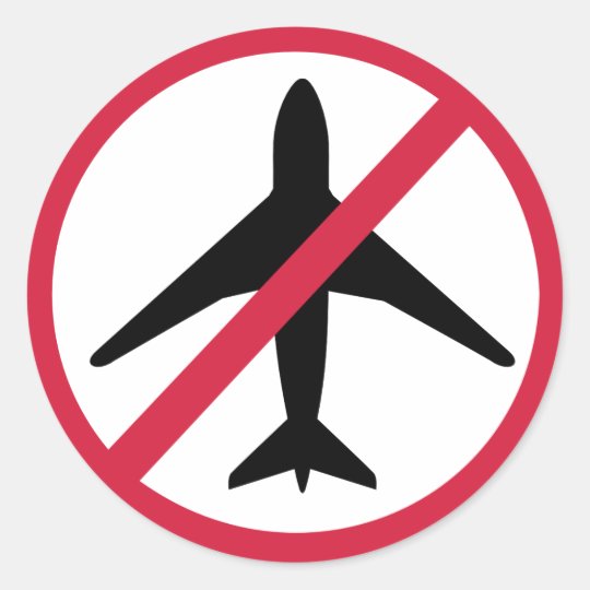 No-fly zone Airplane Classic Round Sticker | Zazzle.com