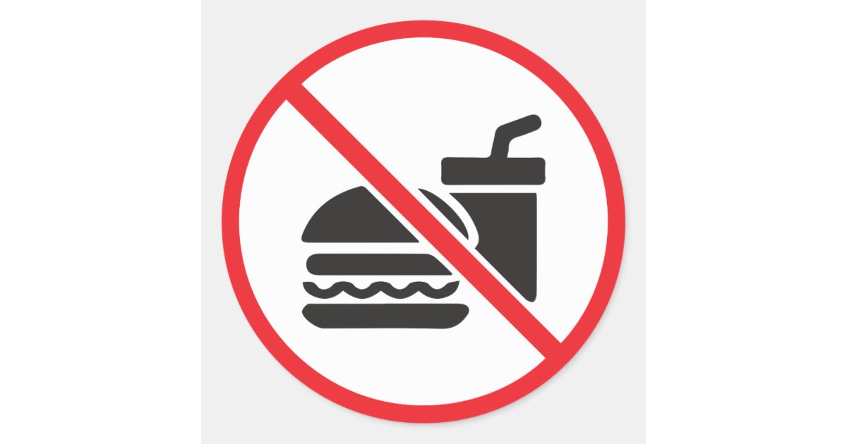 No Food or Drink Classic Round Sticker | Zazzle