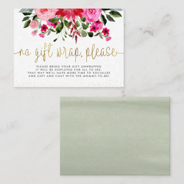No Gift Wrap Please Shower Enclosure Card | Zazzle