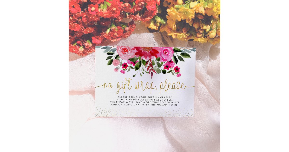 No Gift Wrap Please Shower Enclosure Card | Zazzle