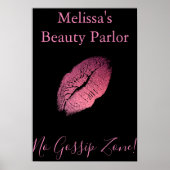 No Gossip Zone Pink Lips on Black Background Poster | Zazzle