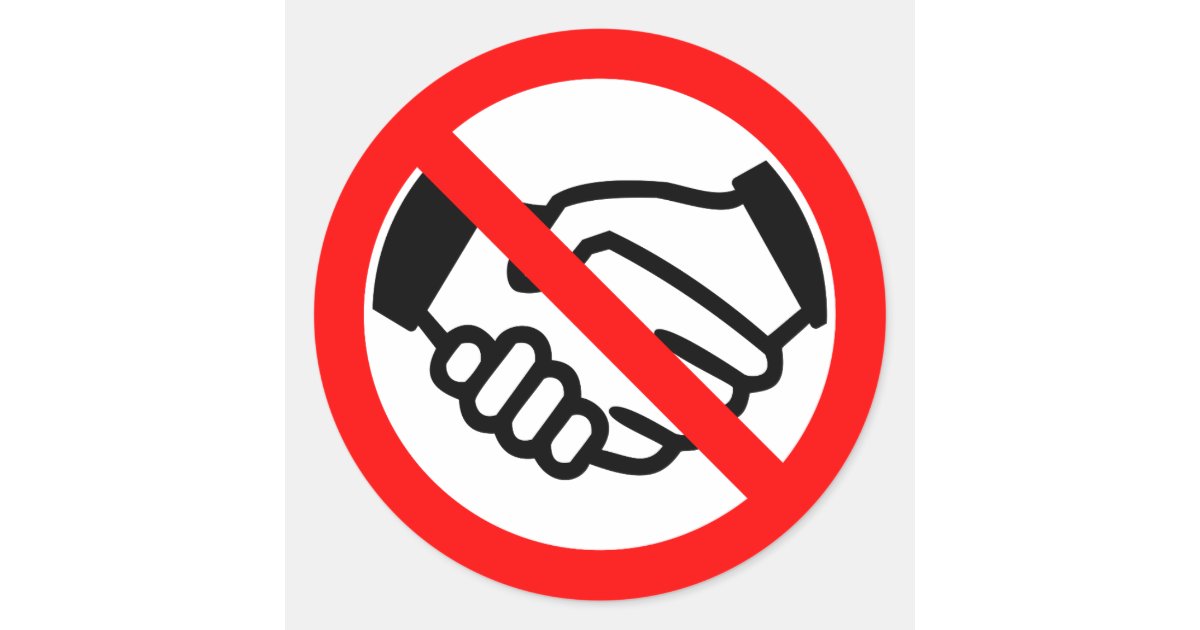No hand shaking warning sign for coronavirus classic round sticker | Zazzle