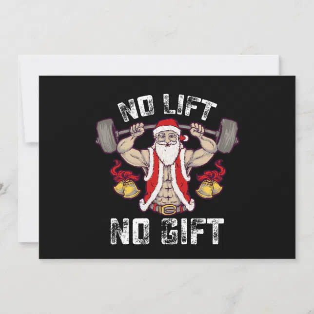 No Lift No Gift Santa Gym Workout Fitness Christma Invitation | Zazzle