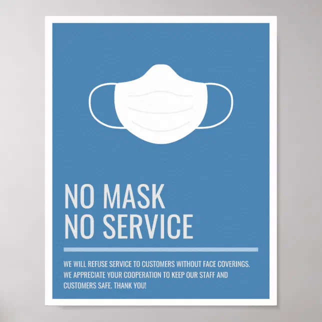 No Mask No Service Business Store Signage Poster | Zazzle