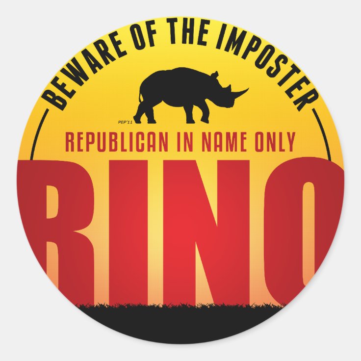 No More RINO's Classic Round Sticker | Zazzle