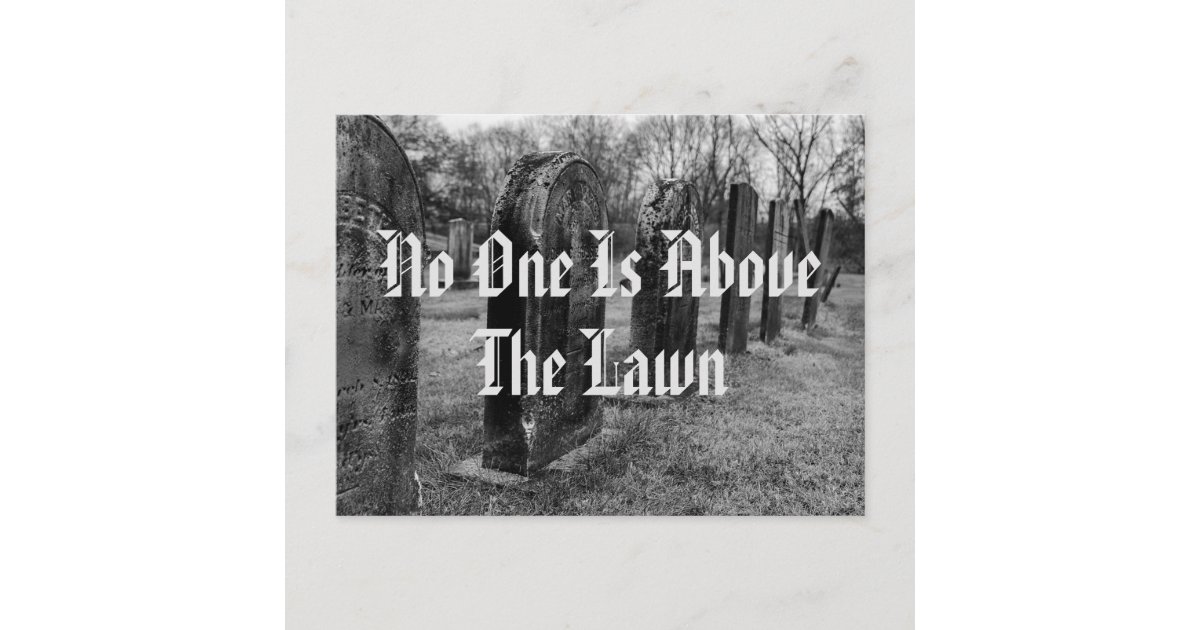 No One Is Above The Lawn Postcard | Zazzle