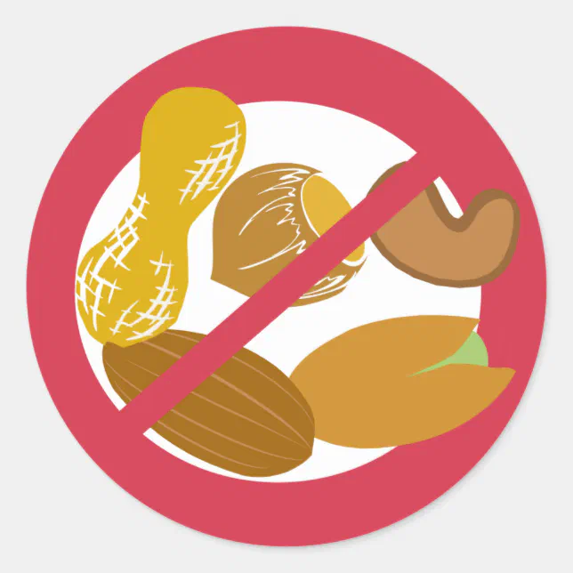 No Peanuts or Nuts Food Allergy Alert Stickers | Zazzle