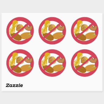 No Peanuts or Nuts Food Allergy Alert Stickers | Zazzle