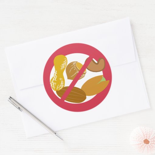 No Peanuts or Nuts Food Allergy Alert Stickers | Zazzle