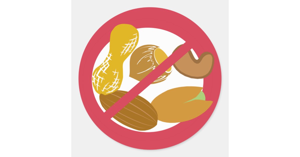 No Peanuts or Nuts Food Allergy Alert Stickers | Zazzle