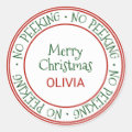 No Peeking Christmas Gift Classic Round Sticker | Zazzle
