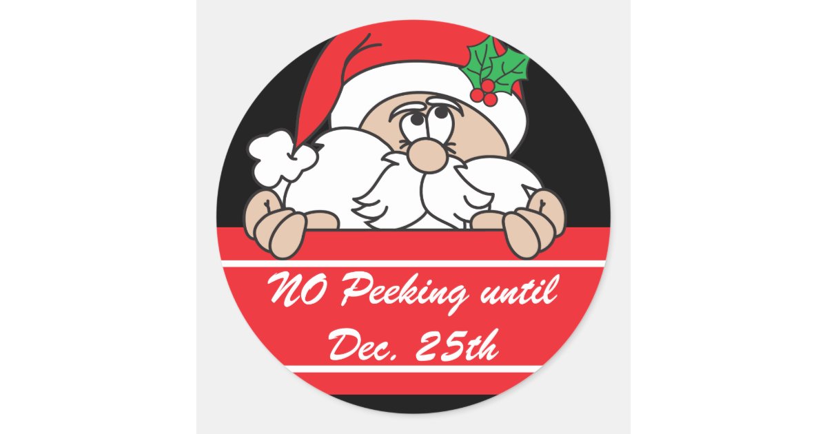 No Peeking Santa Classic Round Sticker | Zazzle