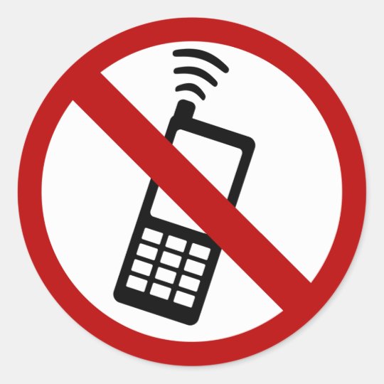NO PHONE ZONE Sign Classic Round Sticker | Zazzle.com