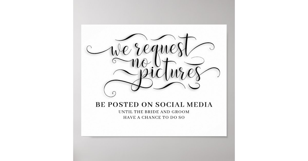 No Pictures Wedding Sign | Zazzle