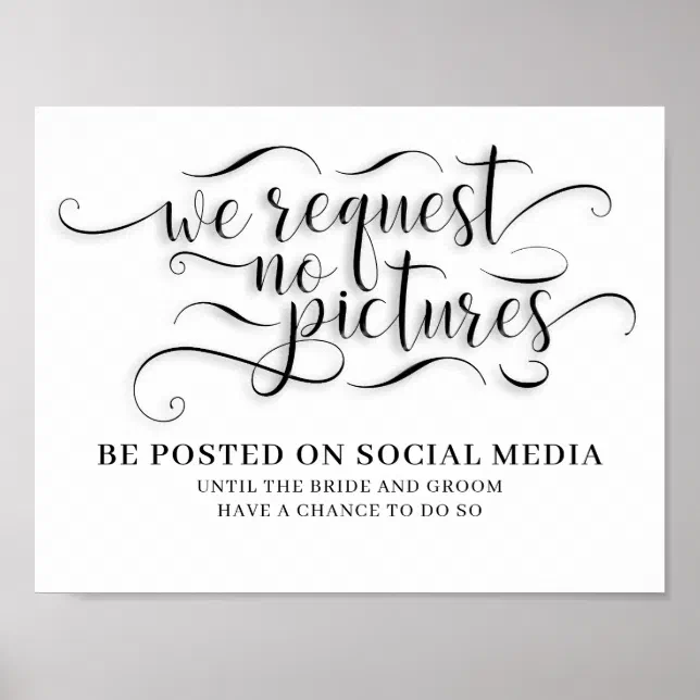 No Pictures Wedding Sign | Zazzle