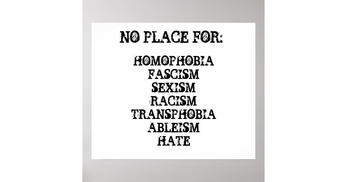 No Place For Hate Poster | Zazzle