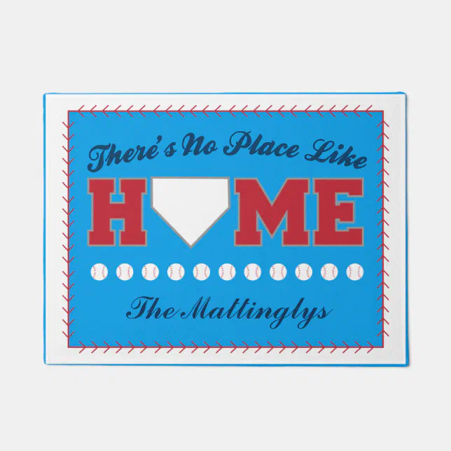 No Place Like Home Baseball Door Mat | Zazzle