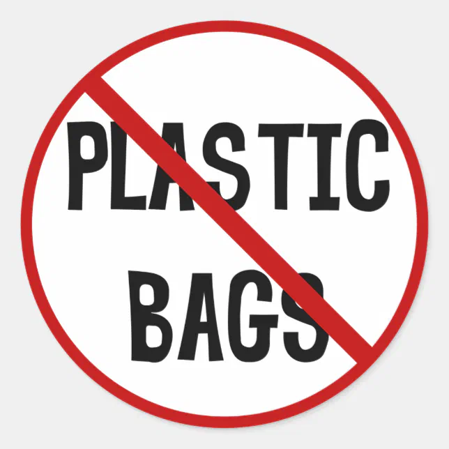 No Plastic Bags Sticker | Zazzle