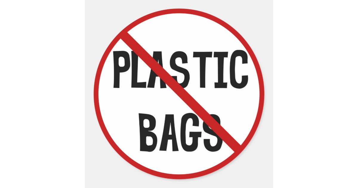 No Plastic Bags Sticker | Zazzle