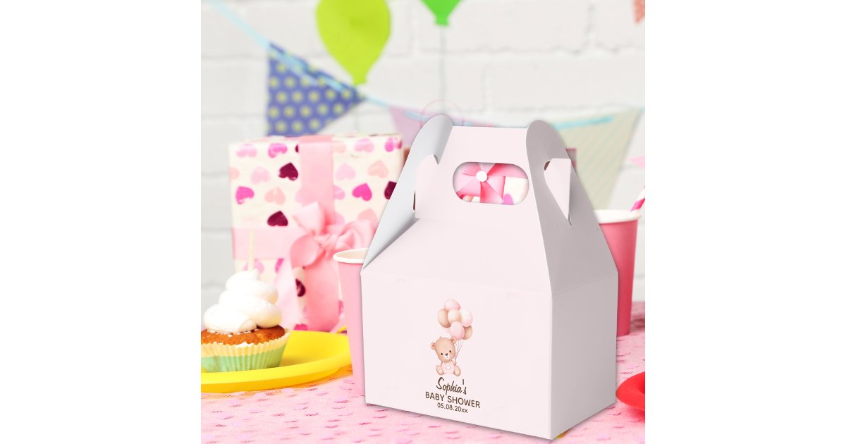 No podemos esperar mas Lindo oso Rosa Baby shower Favor Boxes | Zazzle