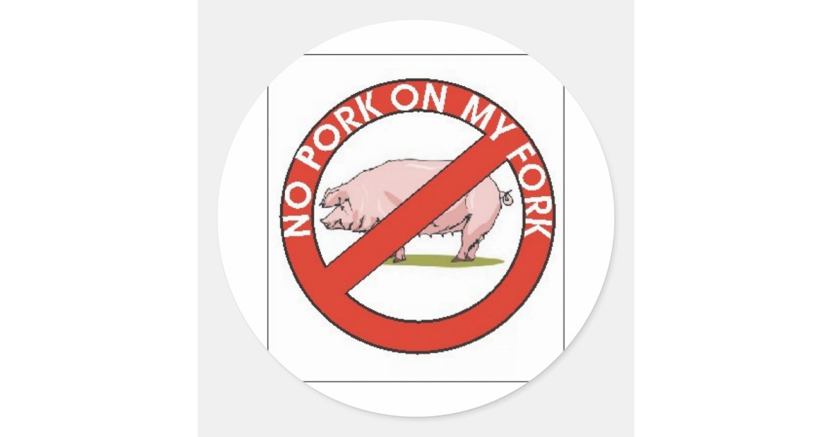 NO PORK ON MY FORK CLASSIC ROUND STICKER | Zazzle
