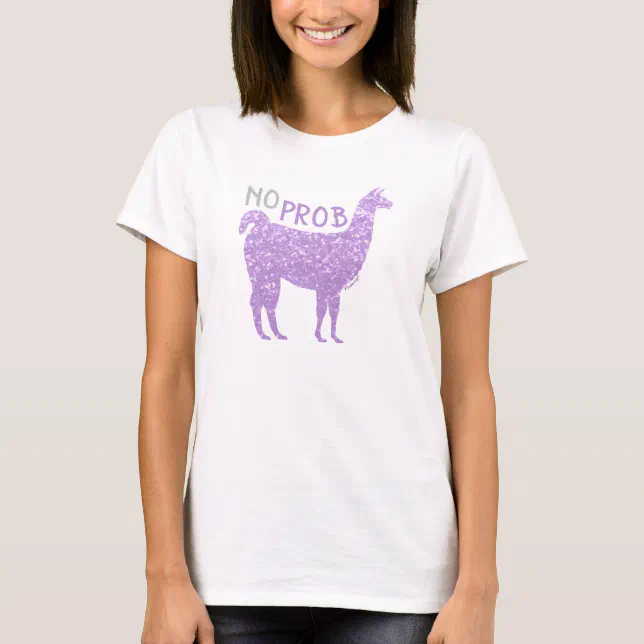 No Prob Llama Light Purple Sparkles T-Shirt | Zazzle