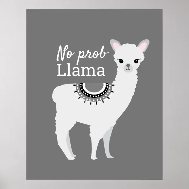 No Prob-Llama Wall Art Illustration Cute llama | Zazzle