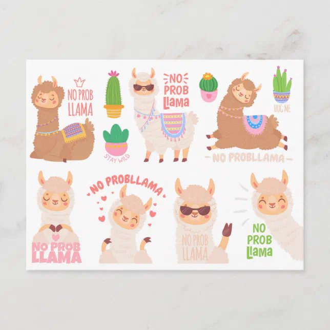 No Problama Llamas Postcard | Zazzle