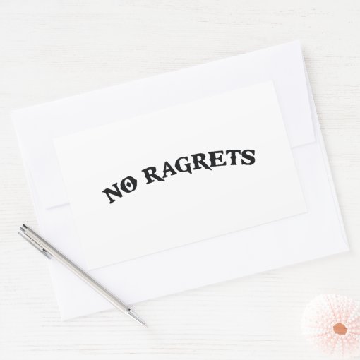 No Ragrets Mispelled Regrets Tattoo Rectangular Sticker | Zazzle