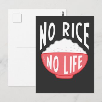 No Rice No Life Asian Rice Bowl Addicted Postcard | Zazzle