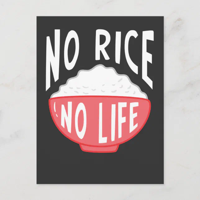 No Rice No Life Asian Rice Bowl Addicted Postcard | Zazzle