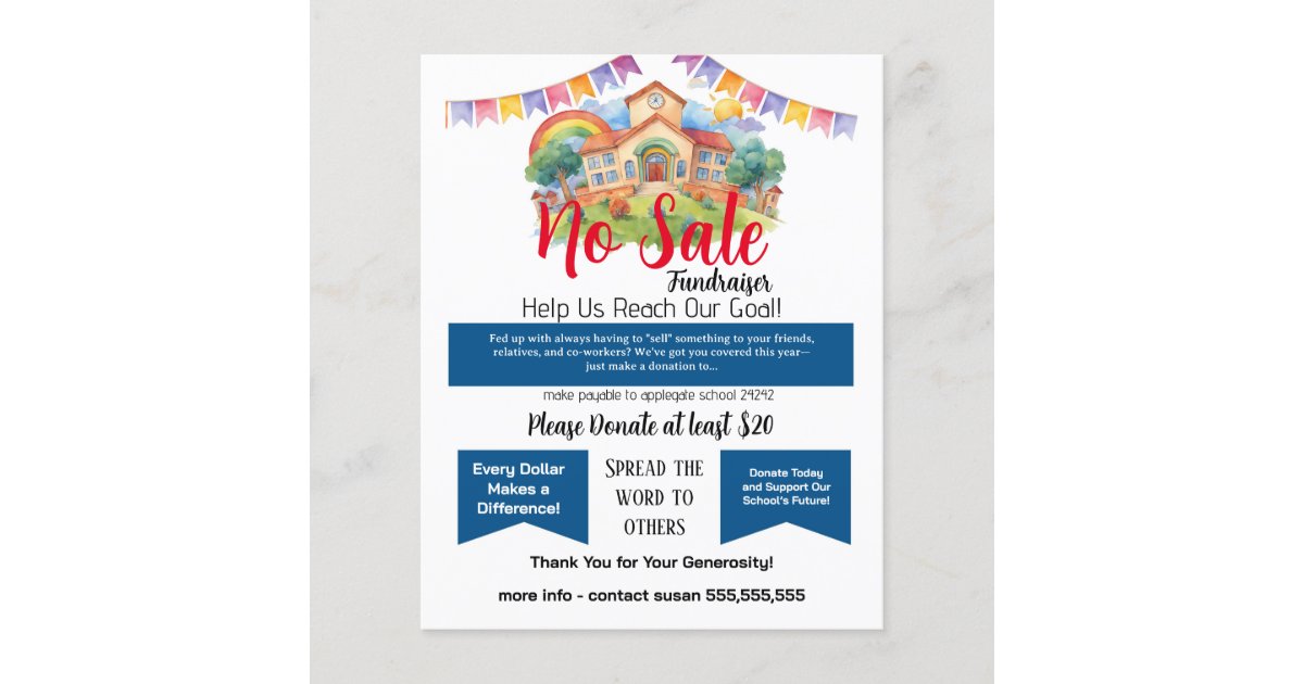 No SALE fundraiser school event Flyer | Zazzle
